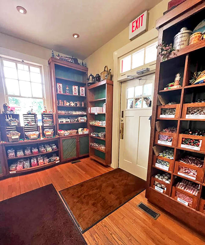 Step inside and be transported to a simpler time, where wooden shelves showcase handcrafted confections that put mass-produced candies to shame.