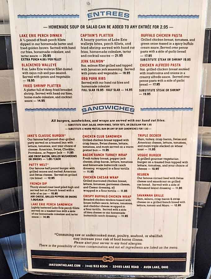 This menu reads like a love letter to comfort food, with enough variety to keep things interesting visit after visit.