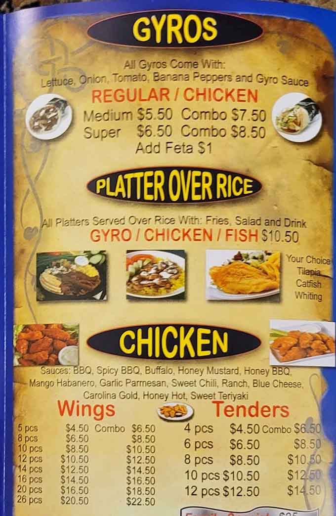 When your menu needs this much space, you know the kitchen isn't messing around with variety.