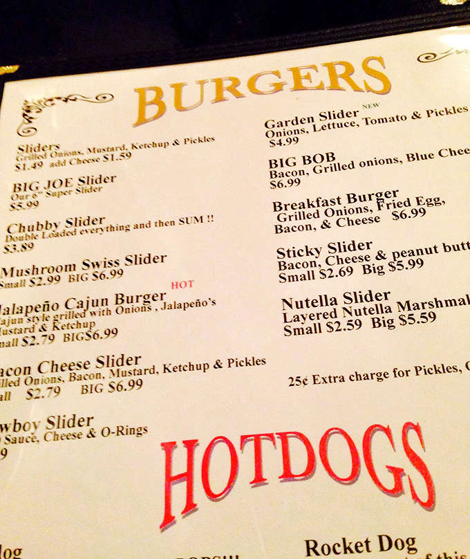 This menu reads like a love letter to anyone who's ever craved a seriously good burger with creative toppings.