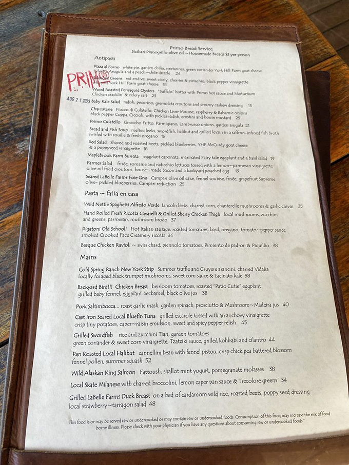 A love letter to Maine's seasonal bounty, this menu reads like poetry for food lovers &ndash; each dish promising a unique story of local ingredients.