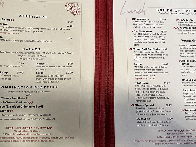 The menu reads like a love letter to Southwestern cuisine, with each description promising flavors that dance across the palate.