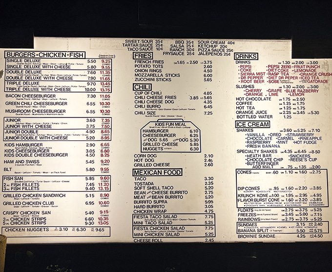 A treasure map of comfort food classics, this menu board showcases everything from triple cheeseburgers to fish sandwiches without a hint of pretension.
