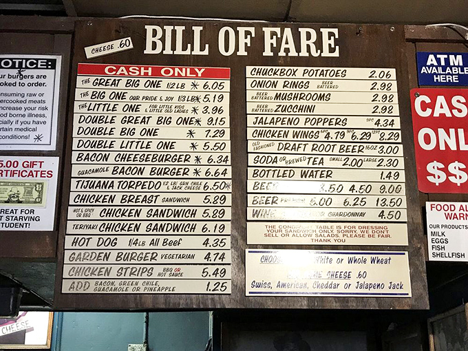 The menu board, a beautiful exercise in simplicity. No fancy descriptions needed when your food speaks volumes on its own.