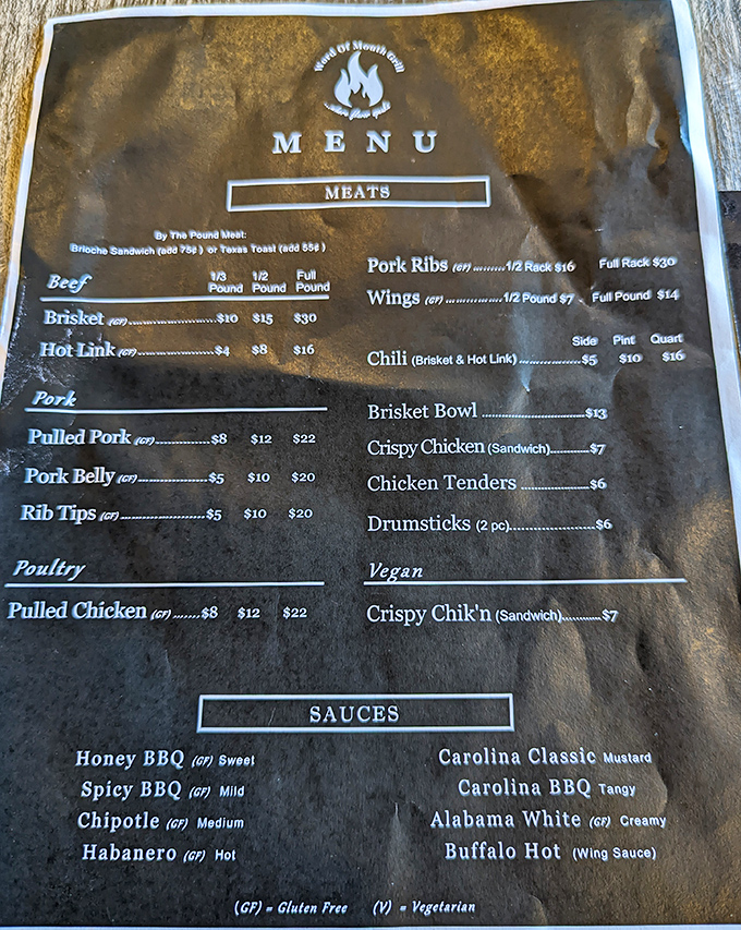 A menu that reads like poetry to carnivores &ndash; offering everything from brisket to pulled chicken, with gluten-free options clearly marked.