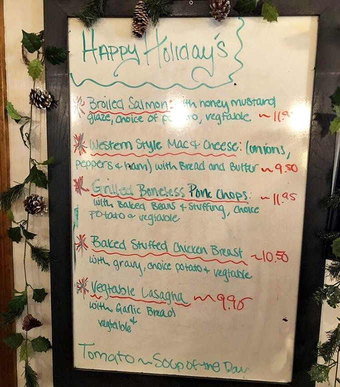 The seasonal specials board showcases Father's commitment to comfort food excellence &ndash; holiday offerings that feel like a warm culinary hug.