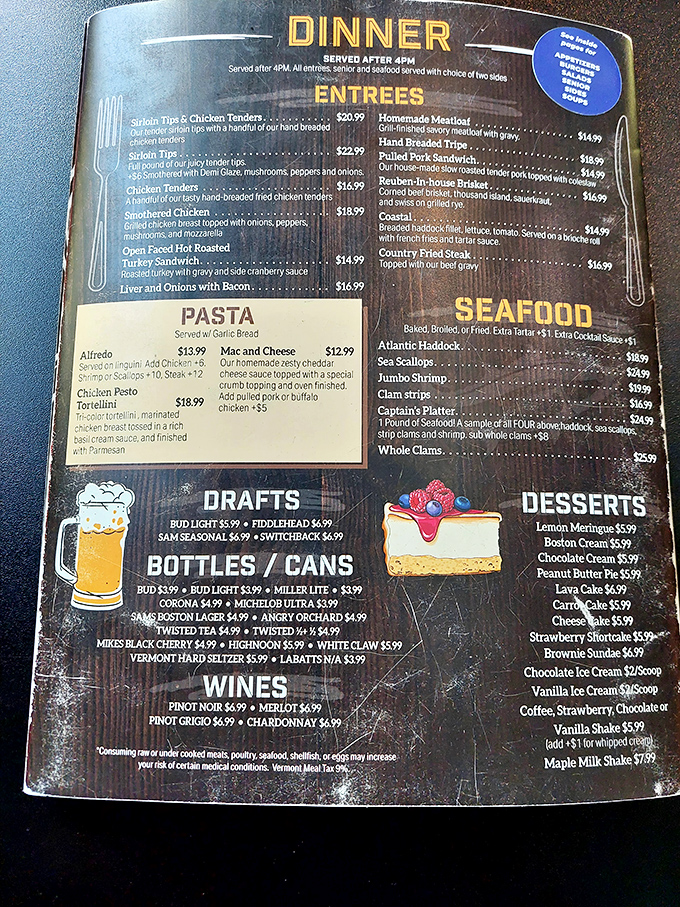 The menu reads like a love letter to comfort food &ndash; burgers reign supreme, but don't overlook those pasta dishes and seafood options!