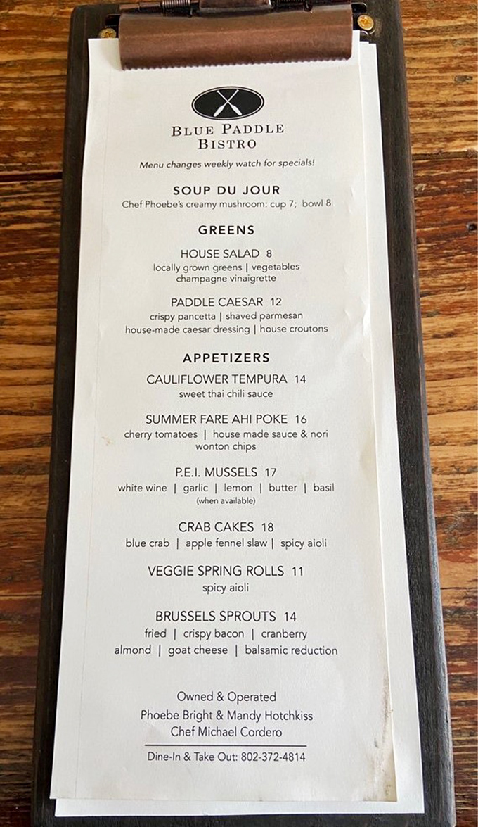 The menu changes weekly, keeping things fresh and exciting. Chef Phoebe's creamy mushroom soup? Worth the trip alone!