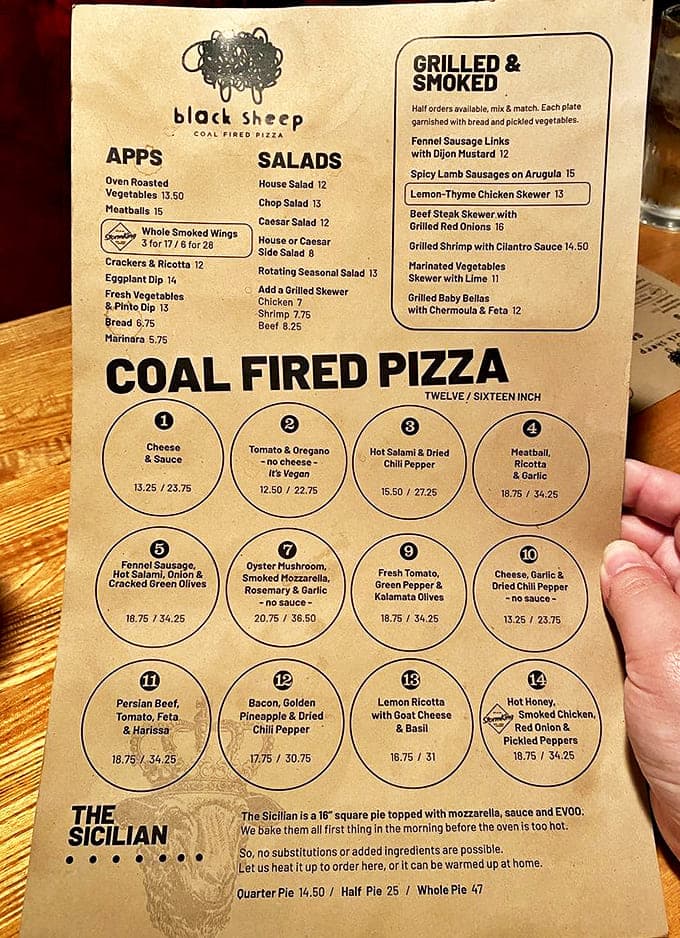 The menu reads like a love letter to pizza possibilities &ndash; each numbered option promising its own unique flavor adventure.