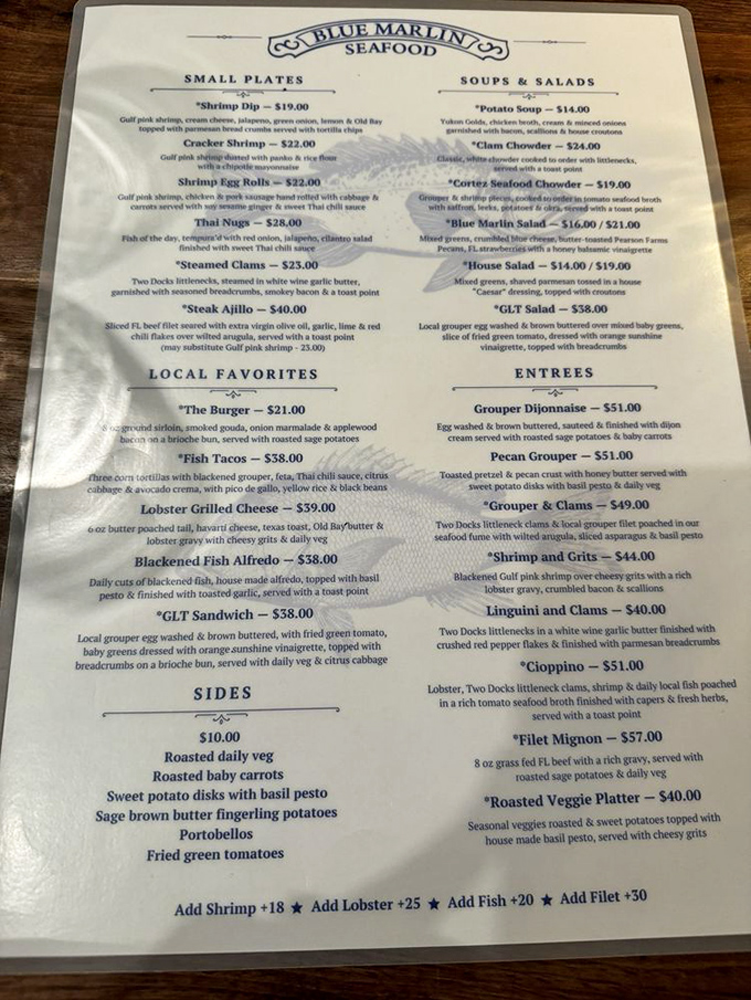 The menu reads like a love letter to the Gulf, featuring everything from Thai-inspired fish nuggets to their legendary shrimp and grits.