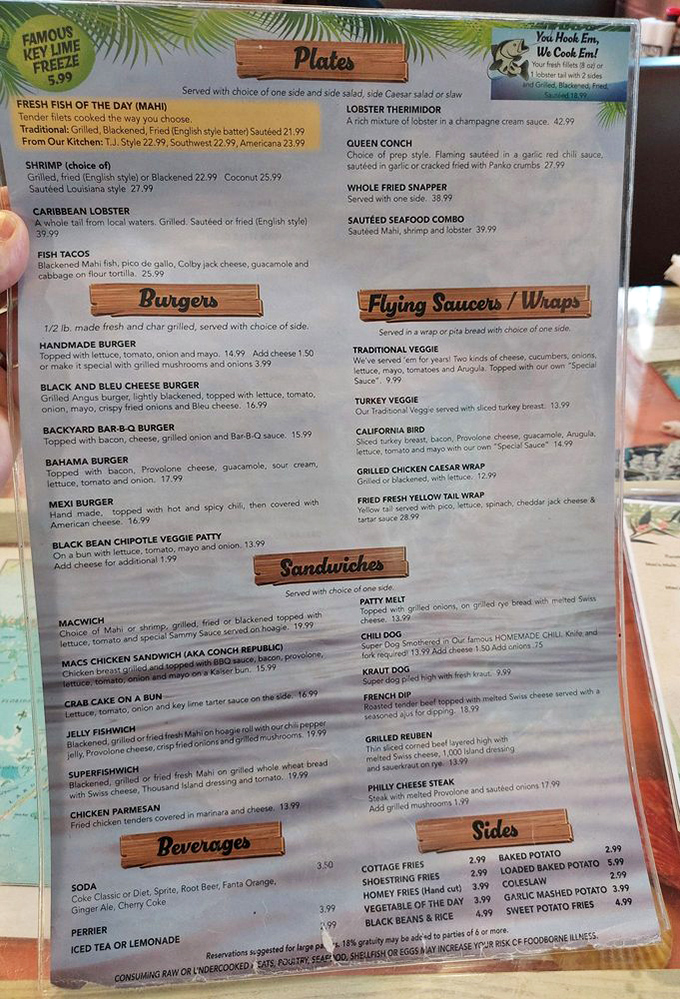 The menu reads like a love letter to seafood lovers, with everything from Queen Conch to Caribbean Lobster tempting hungry visitors.