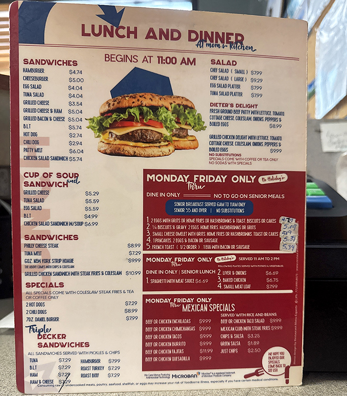 The menu at Mom's Kitchen reads like a greatest hits album of American breakfast classics &ndash; no fancy descriptions needed when the food speaks for itself.