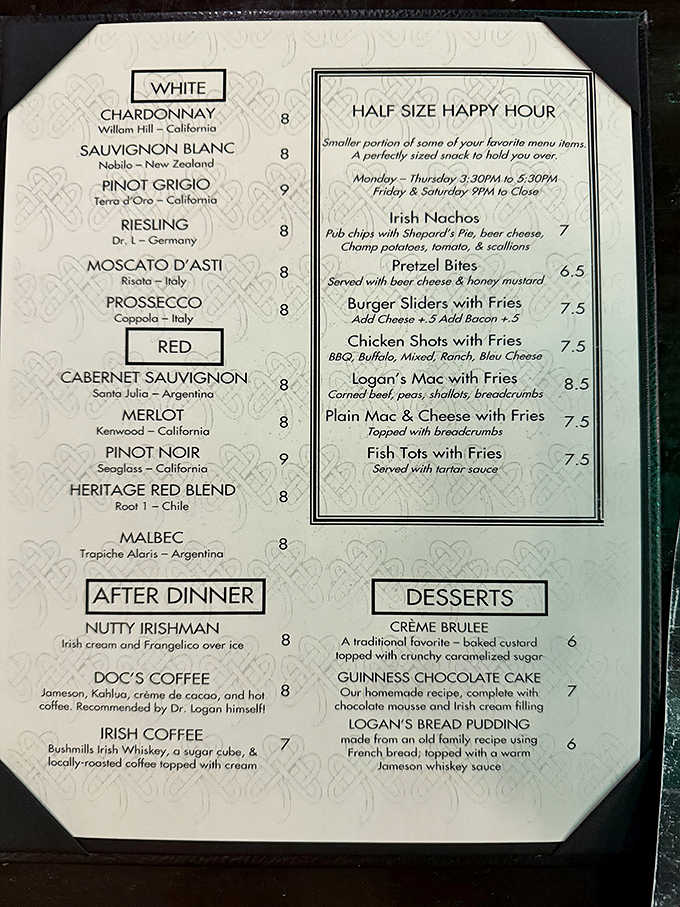 Beyond just pub grub, Logan's menu reveals sophisticated offerings from Irish classics to creative cocktails, each with its own story to tell.