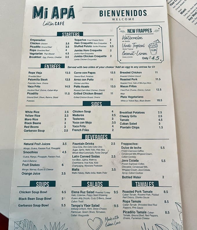A treasure map of Cuban delights awaits, with each item promising a flavor adventure that'll have you planning your next visit before finishing the first.