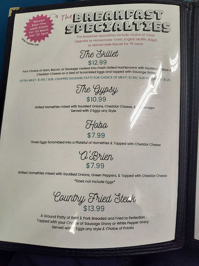 The breakfast menu reads like poetry for hungry people &ndash; "The Skillet" alone could inspire sonnets from satisfied customers.