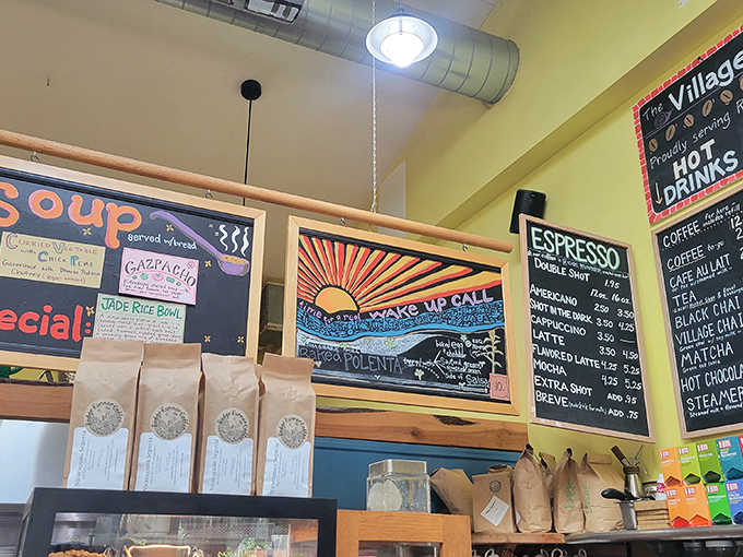 That menu board isn't just listing items &ndash; it's offering life choices. The "Wake Up Call" isn't just breakfast, it's a morning philosophy.