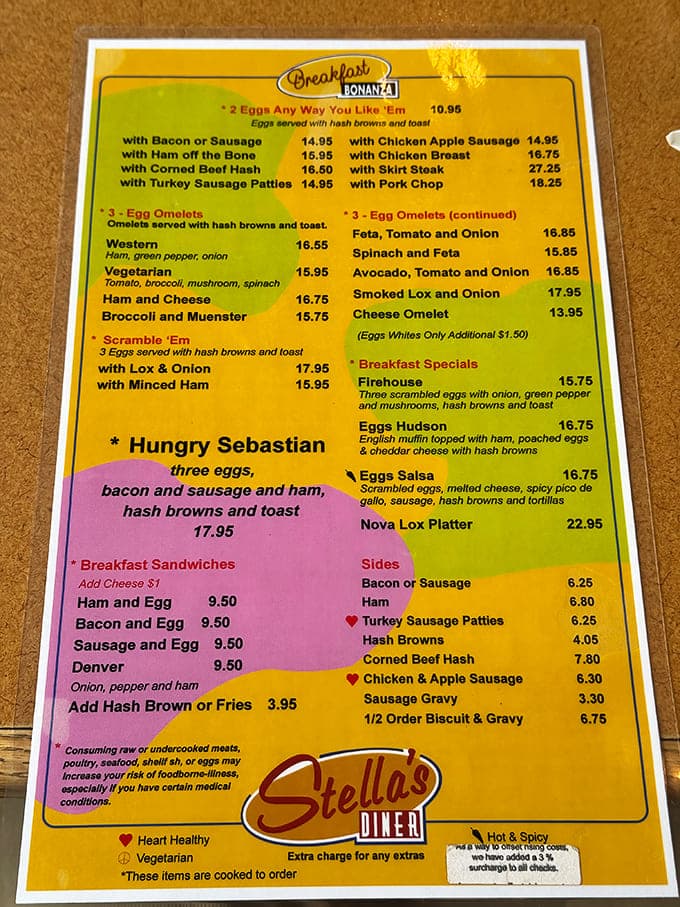 Menu: The breakfast bonanza at Stella's features everything from the gut-busting "Hungry Sebastian" to delicate omelets that would make a French chef nod in approval.