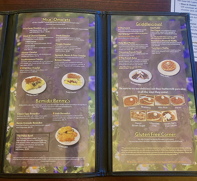 This menu reads like a greatest hits album of breakfast, with enough variety to keep regulars happy for months without repeating orders.