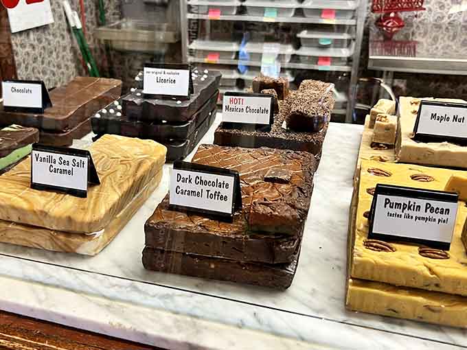 Decisions, decisions: from classic chocolate to adventurous flavors, this fudge counter offers more temptation than most people can reasonably handle.