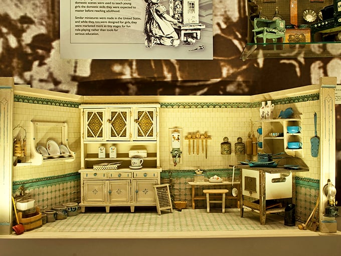 This turn-of-the-century Nuremberg kitchen could fit in your palm, yet contains every detail from copper pots to tiny teacups that might actually hold a fairy's teardrops.