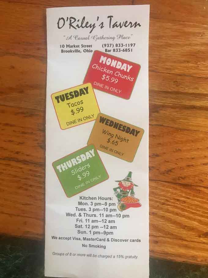 Daily specials keep things interesting, from Monday's chicken chunks to Thursday's sliders and everything between.