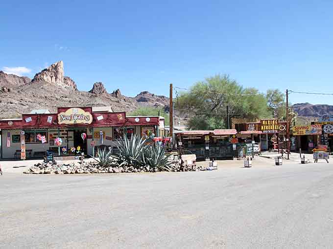 Downtown Oatman spreads out in all its rustic glory, where every building has stories and the burros have the right of way.