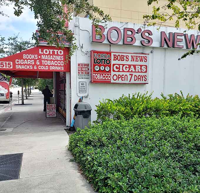 A customer kneels in quiet reverence among the stacks, performing the sacred ritual of book browsing that's remained unchanged for generations.