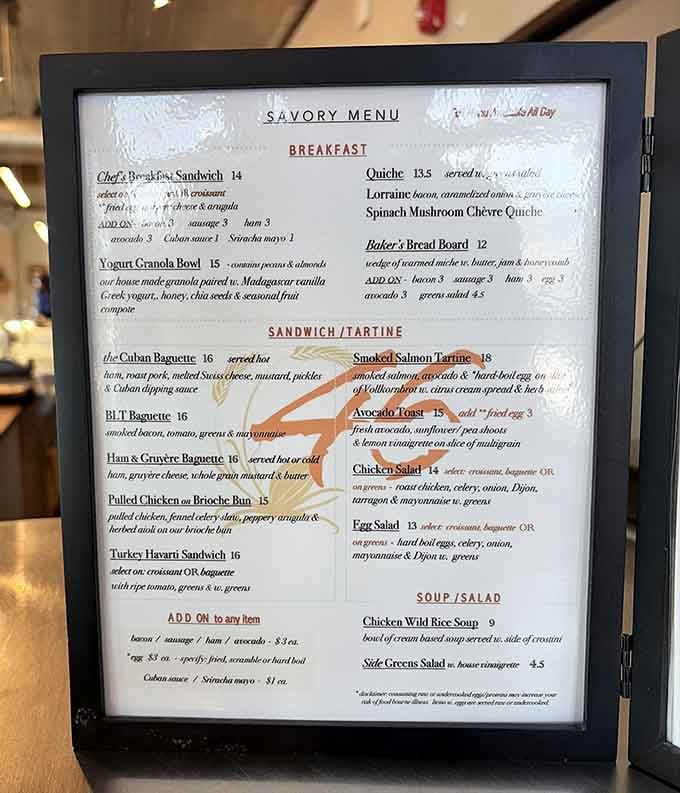 This menu reads like a greatest hits album of French baking, each item a potential new favorite waiting to happen.