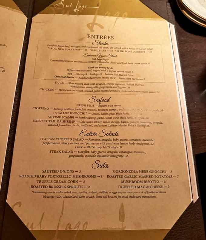 This menu reads like a love letter to Italian cuisine, with enough tempting options to make decision-making delightfully difficult for hungry diners.