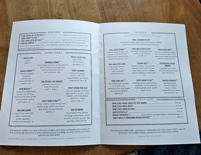 When the menu arrives, you know you're in for something special, with options that celebrate Maine's incredible seafood bounty in every category.