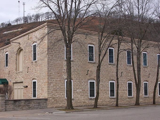 The Rushford Wagon and Carriage Company building stands as a limestone testament to craftsmanship that has withstood the test of time.
