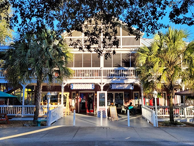 The Shady Oak Gallery stands as a testament to Micanopy's artistic spirit, its welcoming porch inviting browsers to discover local treasures inside.