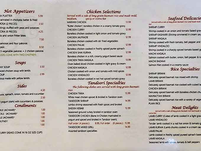 A menu that reads like a passport to flavor country &ndash; each dish promising its own unique journey through the diverse regions of India.