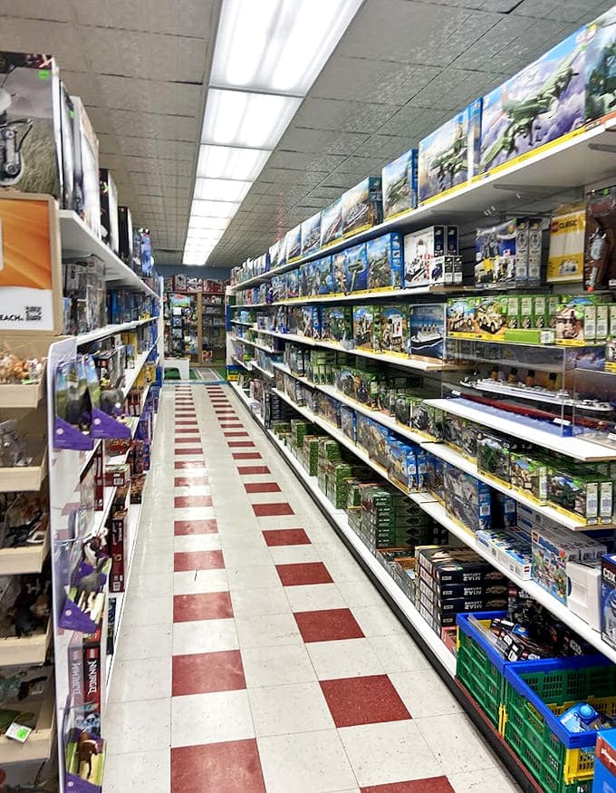 Walking these aisles feels like stepping through the pages of a vintage toy catalog, where every turn reveals new treasures.