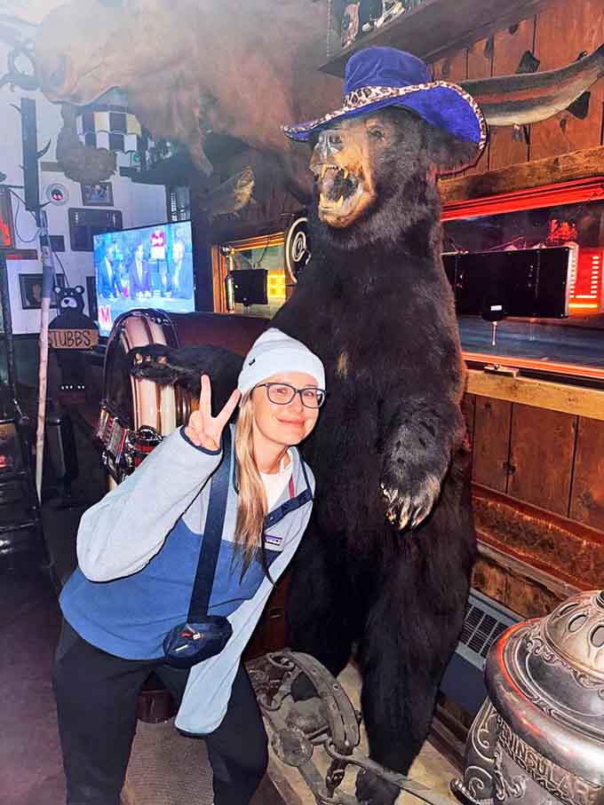 This resident bear has seen it all &ndash; sometimes sporting seasonal attire, he's become the unofficial greeter and most photographed patron.