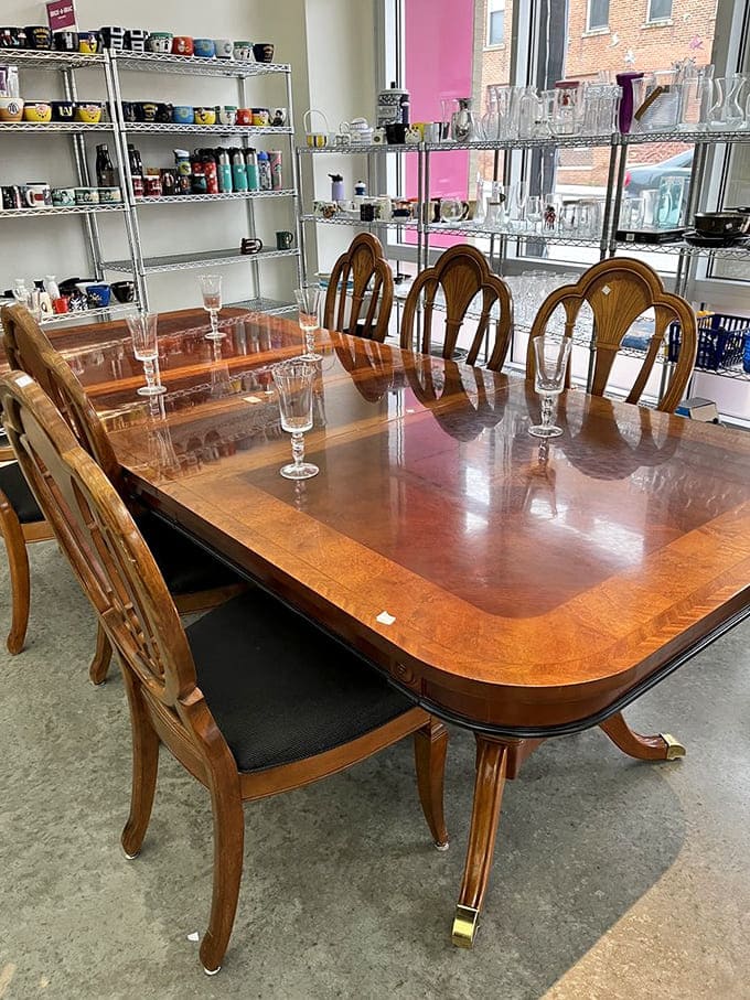 This elegant dining set waits patiently for its next chapter &ndash; imagine the dinner conversations it could inspire!