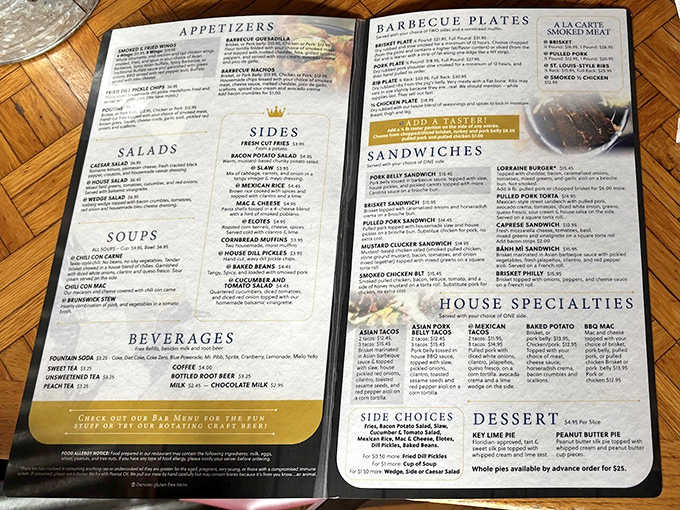 A carnivore's dream sheet &ndash; this menu reads like poetry for meat lovers with smoked specialties that'll make your mouth water.