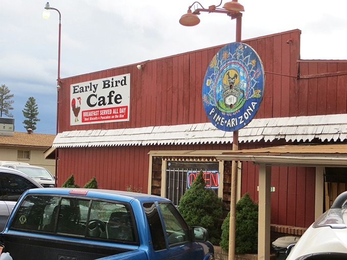 The Early Bird Cafe serves breakfast all day, where locals swap stories over coffee strong enough to wake the mountains.