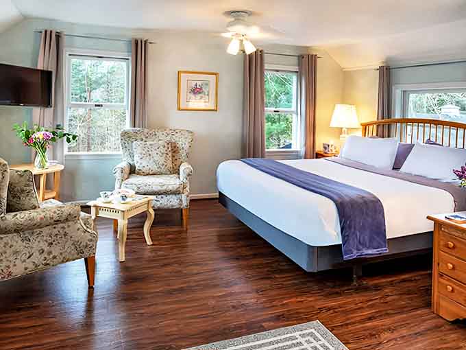 Sweet dreams guaranteed in this tastefully appointed bedroom, where plush bedding and natural light create a sanctuary worthy of your best vacation sleep.