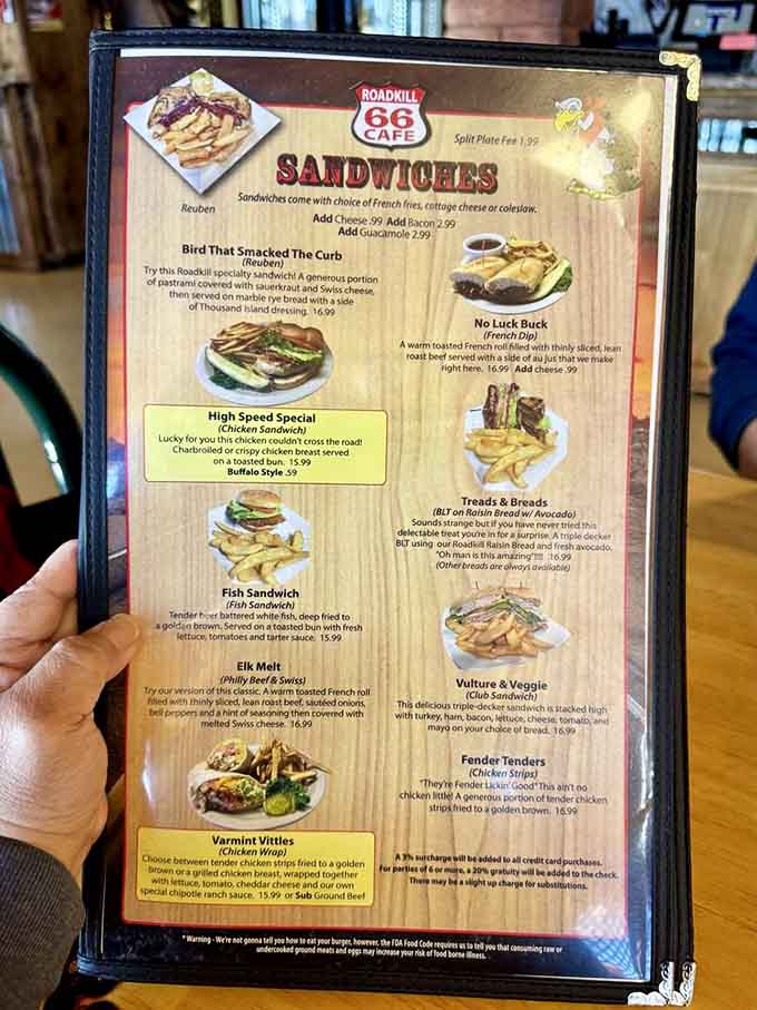 The menu board showcases creative names that'll make you chuckle before you even order your meal.