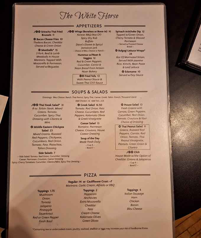 This menu reads like a world tour conducted by someone with excellent taste and zero pretension about it.