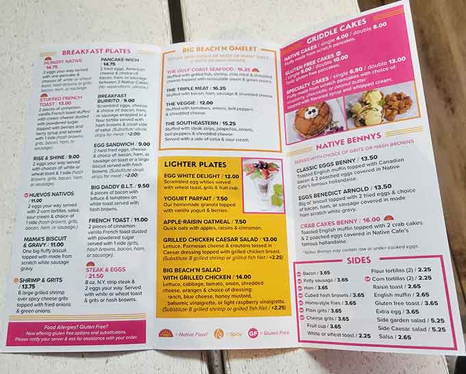 The menu at Native Cafe reads like a love letter to breakfast enthusiasts, featuring everything from hearty omelets to decadent French toast that would make your grandmother jealous.