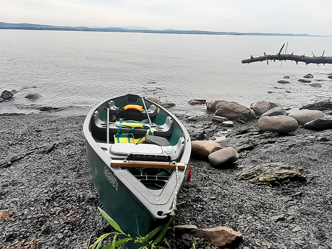 Your chariot awaits! This humble canoe is your ticket to island solitude and adventure.