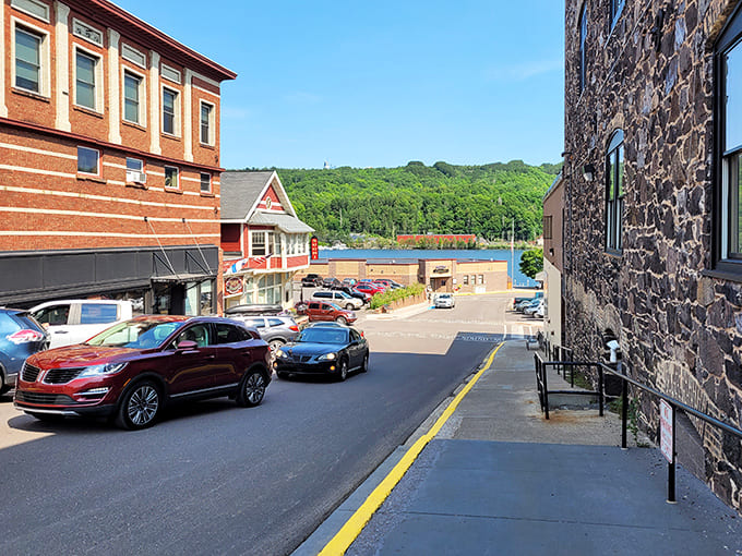Historic stone buildings whisper tales of copper fortunes along Houghton's streets, their sturdy walls weathering UP winters with stoic dignity.