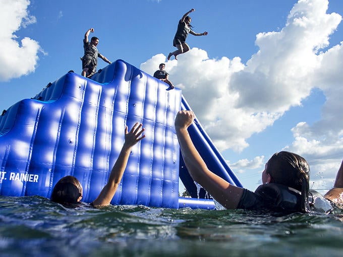 That magical moment between confidence and consequence &ndash; these brave souls discover that air time is fun, water landings are funnier.