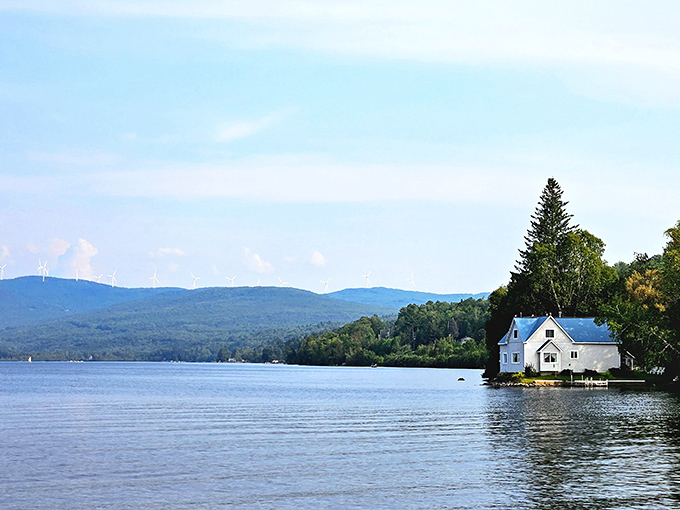 Lakeside tranquility: A peaceful moment at Crystal Lake where the water mirrors the sky's brilliant blue.