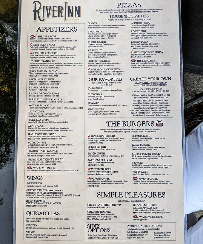 A menu that reads like a love letter to comfort food classics, with specialties that have kept locals coming back for generations.