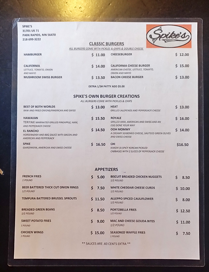 This menu reads like a love letter to burger creativity, offering everything from classics to adventurous combinations that'll make your taste buds do a happy dance.