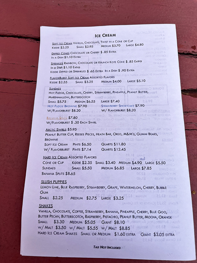 Ice cream dreams come true on this menu, where soft serve meets imagination and childhood nostalgia gets served in every cone.