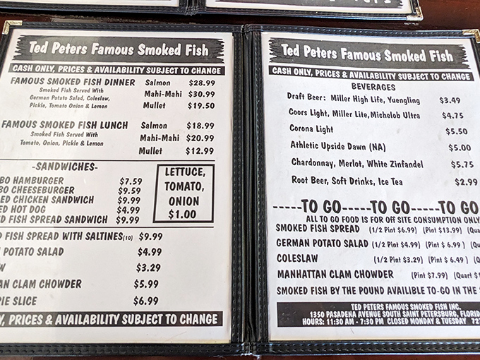 Simple, straightforward, and to the point &ndash; this no-nonsense menu lets the legendary smoked fish take center stage without fancy culinary distractions.